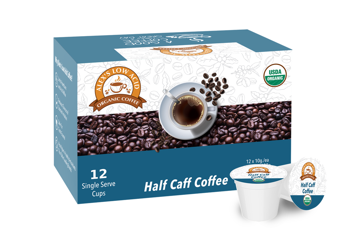 Alex's Low Acid Organic Coffee™ K-Cups - Half Caff – Bariatric Eating