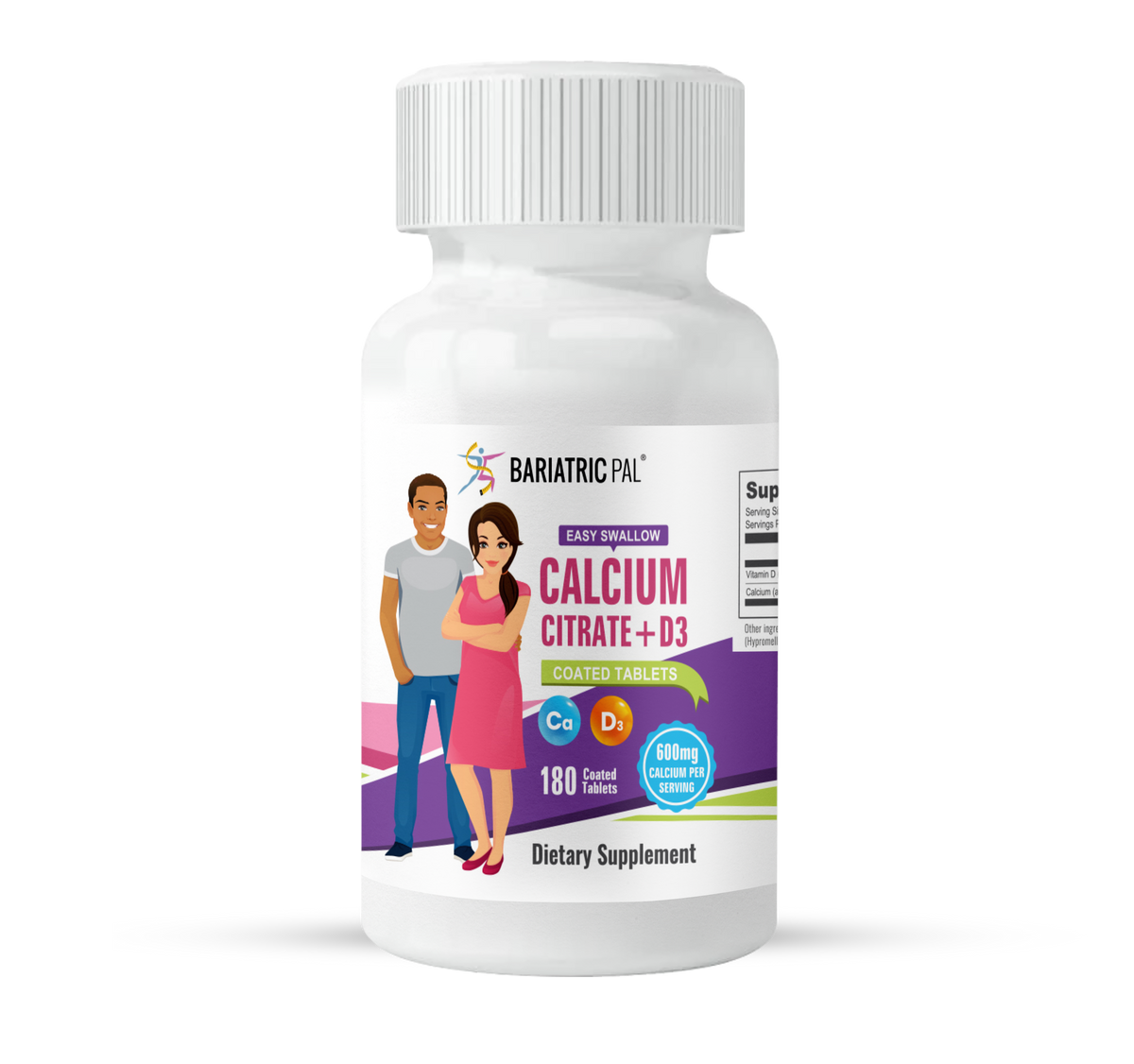 BariatricPal Easy Swallow Calcium Citrate (600mg) and D3 Coated Tablet ...